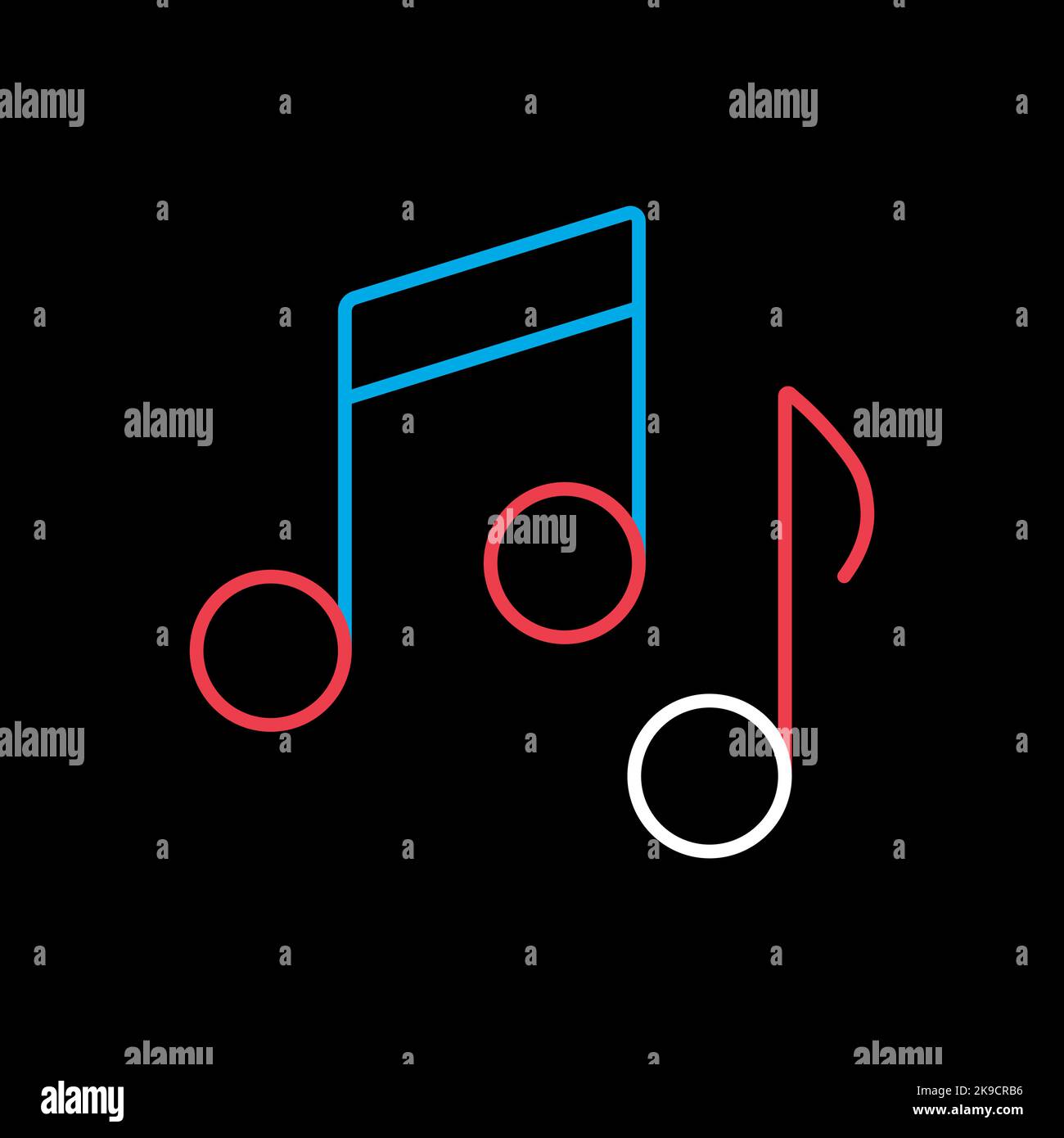 Music notes, song, melody or tune flat vector on black background icon ...