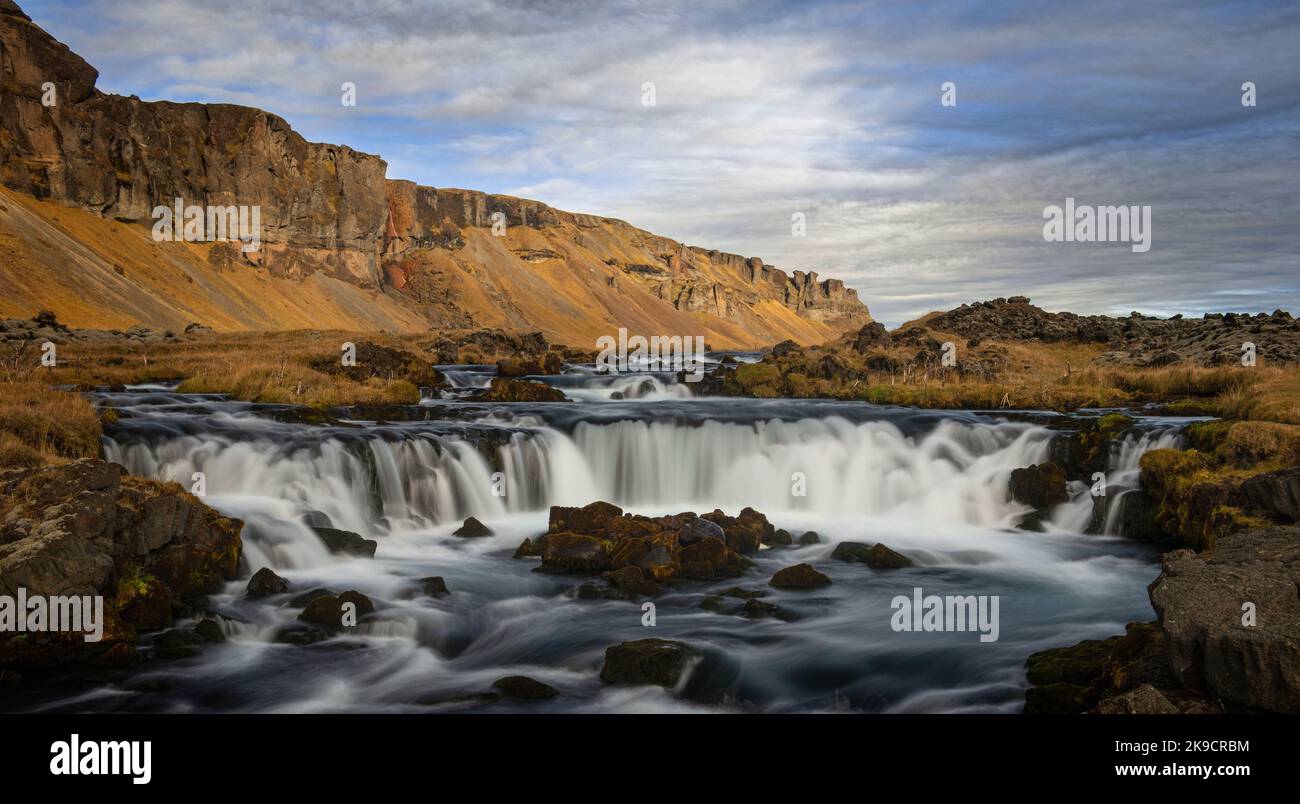Fossálar Waterfall iceland Stock Photo - Alamy