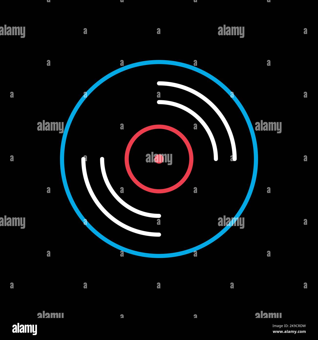 Vinyl record, lp record vector on black background icon. Music sign ...