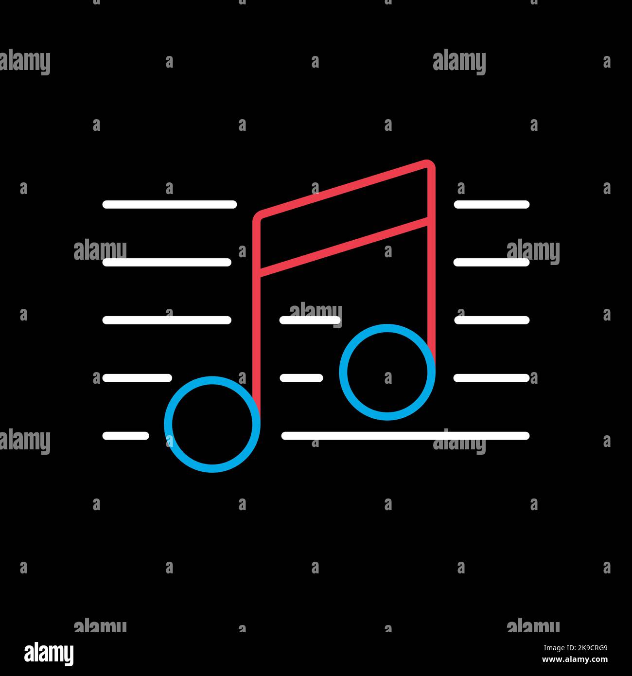Stave and music notes vector on black background icon. Melody ...
