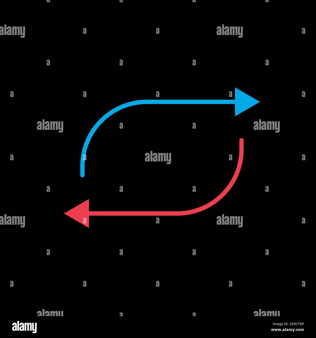 Repeat button vector on black background icon. Music sign. Graph symbol ...