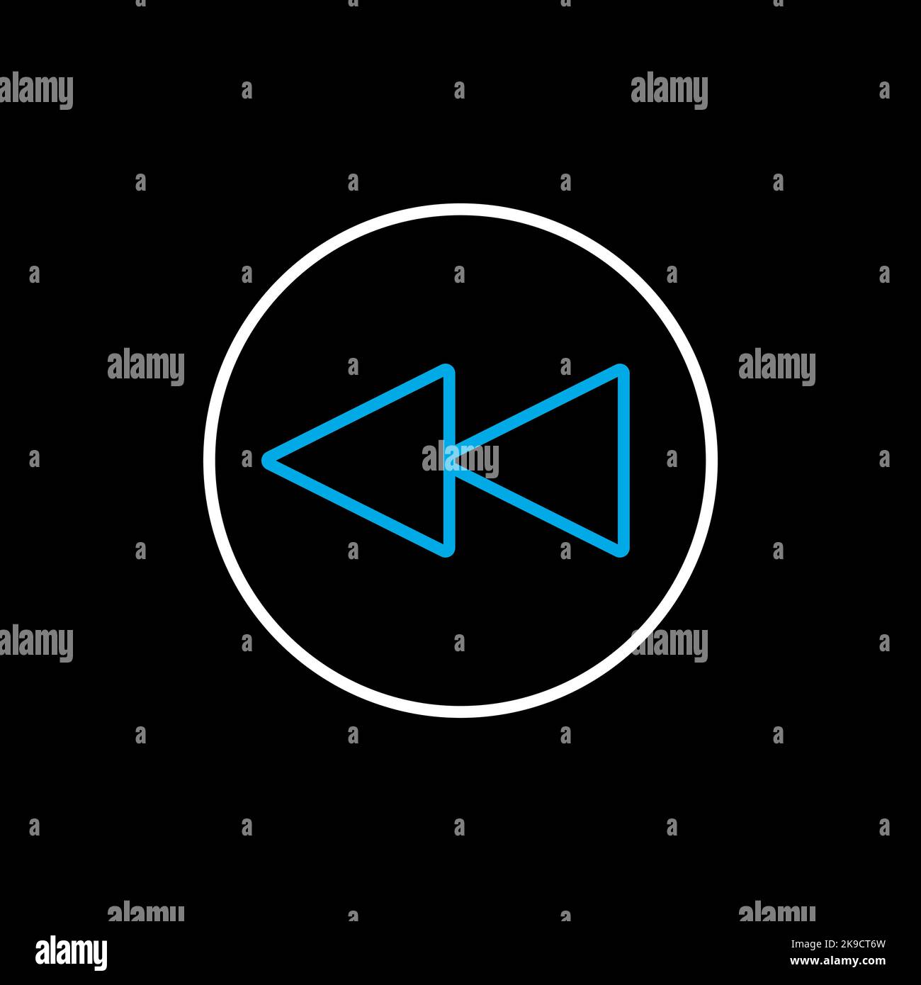 Play previous track button vector on black background icon. Graph ...