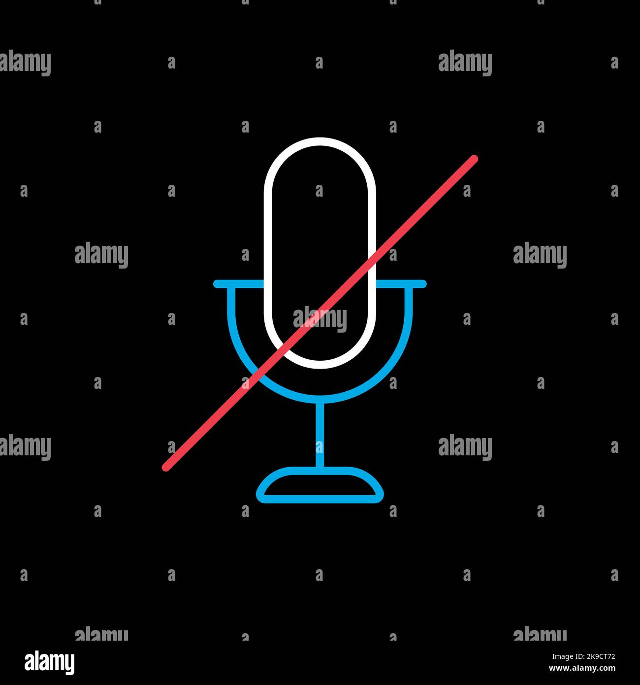 Microphone, mic mute vector on black background icon. Music sign. Graph ...