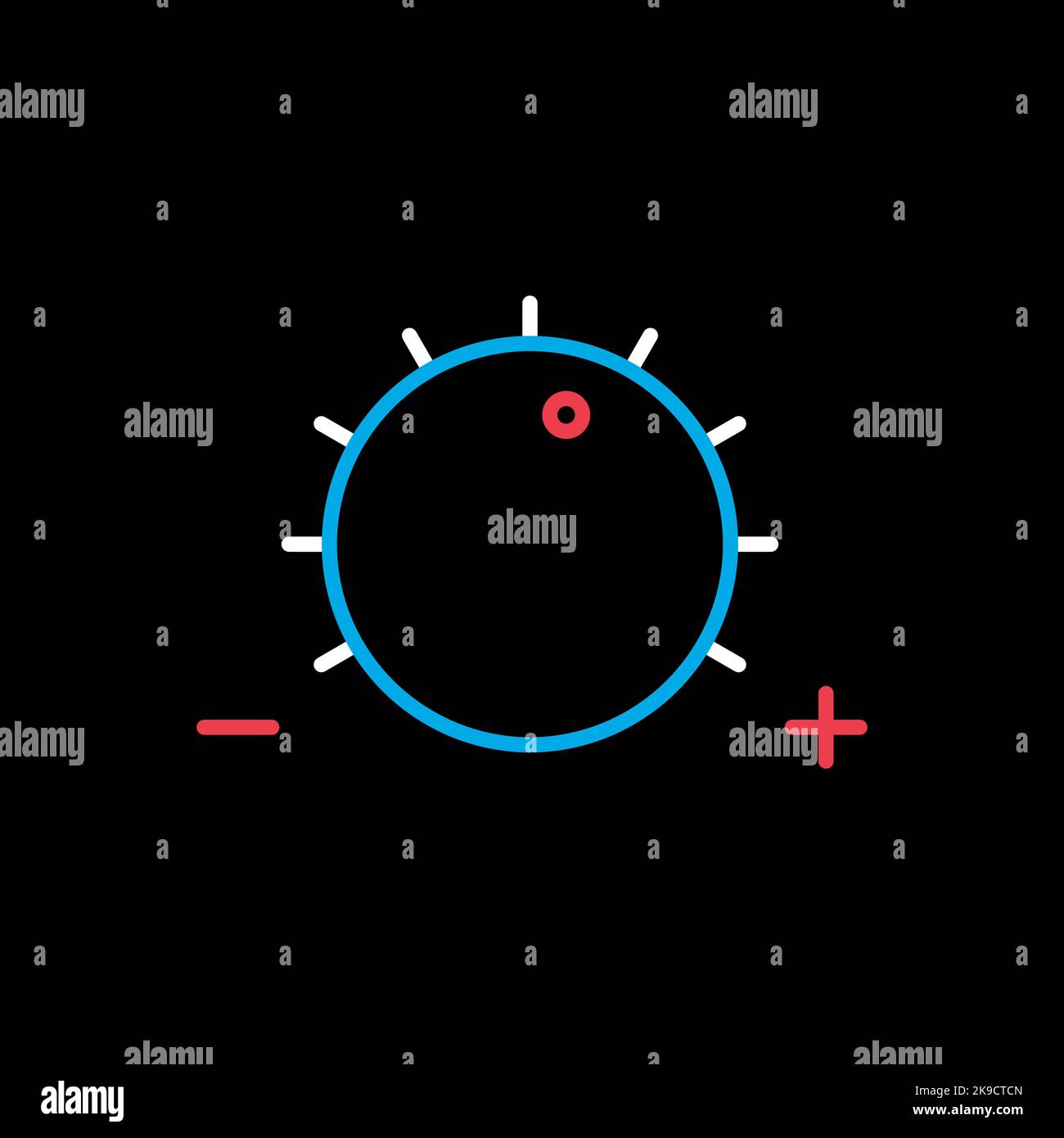 Volume knob vector on black background icon. Music sign. Graph symbol ...