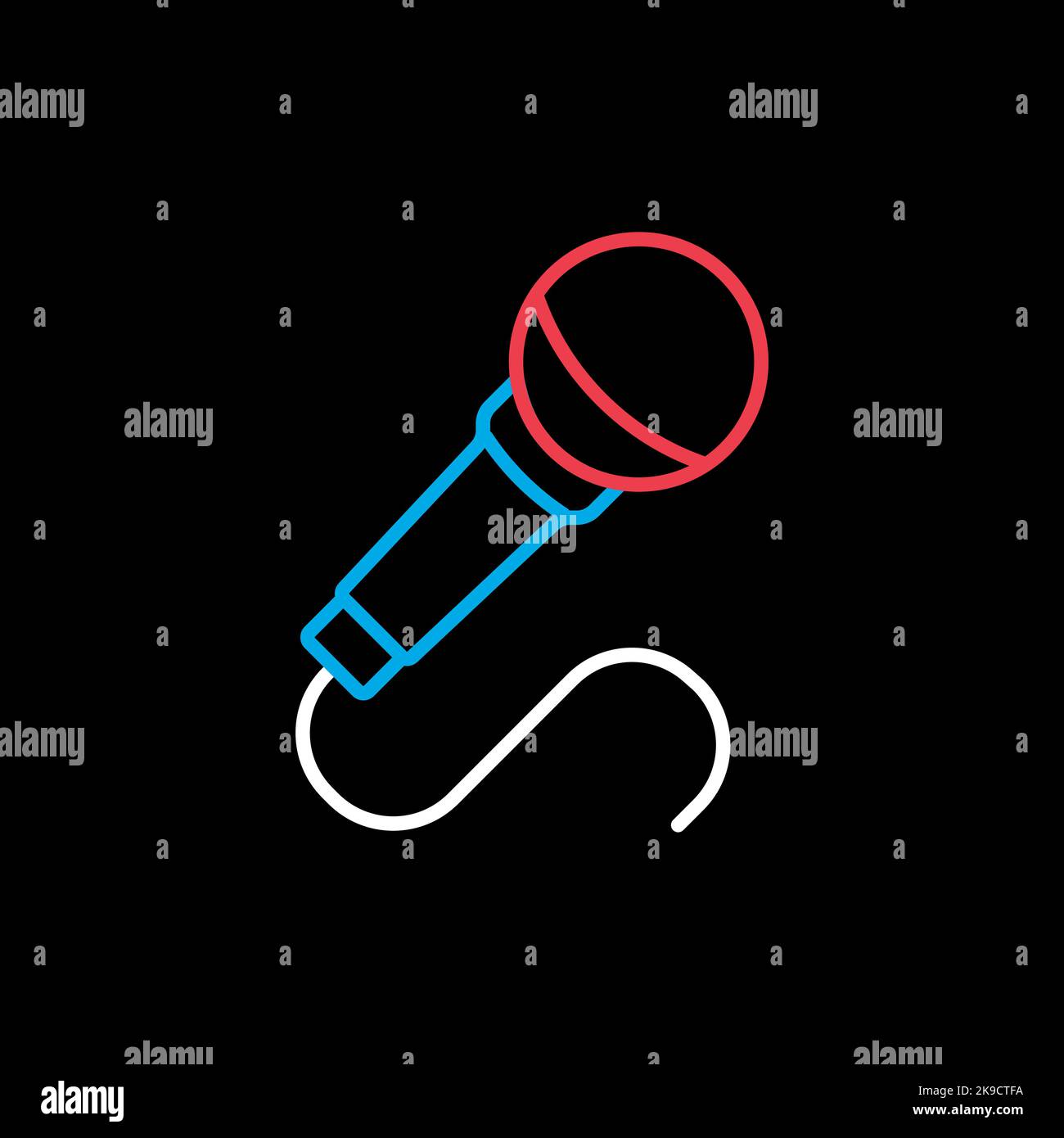 Microphone vector on black background icon. Music sign. Graph symbol ...
