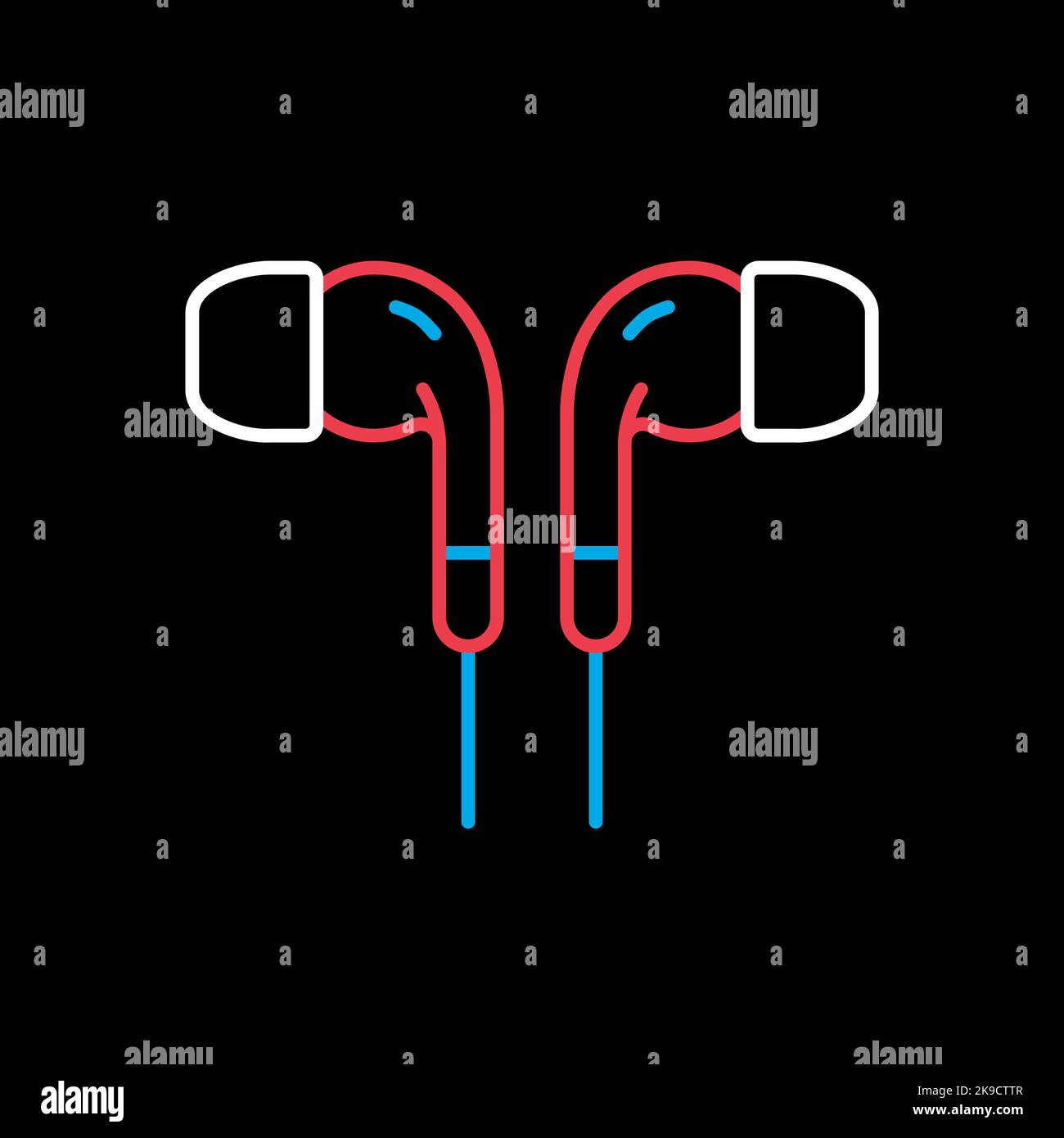 Earbuds headphone vector on black background icon. Music sign. Graph ...