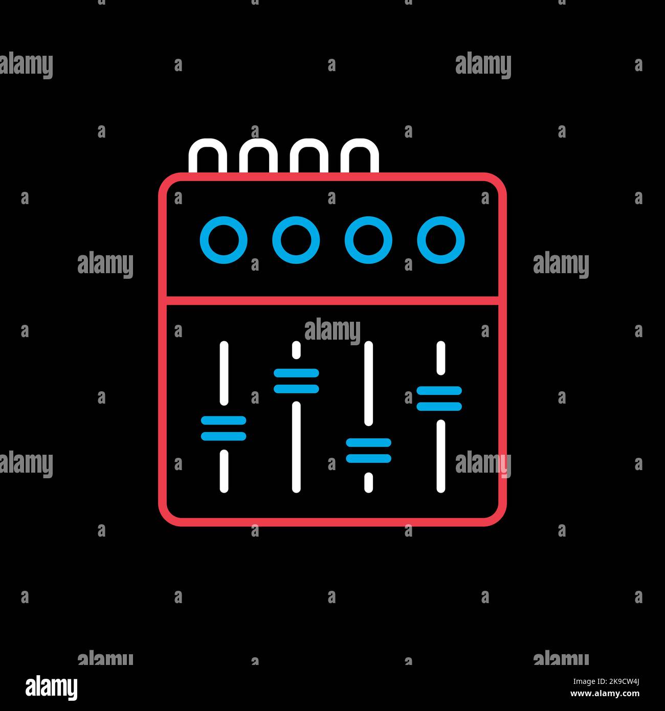 Mixing console vector on black background icon. Graph symbol for music ...