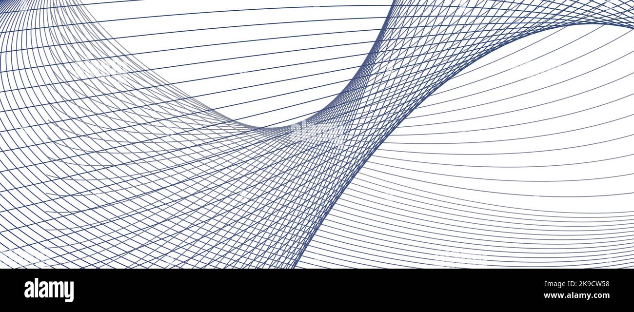 Dark blue, gray 3D-shape of crisscross thin lines. Geometric pattern, industrial background ...