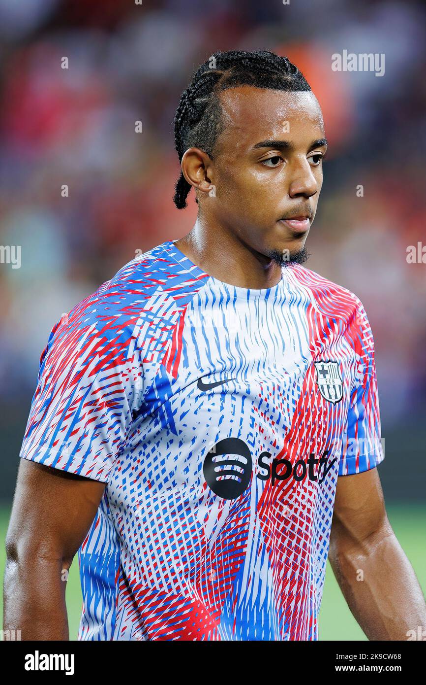 BARCELONA - AUG 24: Jules Kounde in action during the friendly match ...