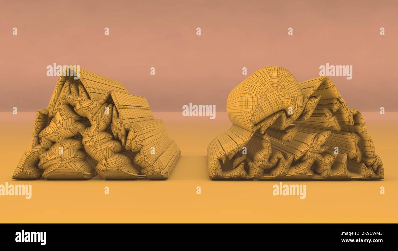3D Illustration of an architectural structure based on the contours of ...