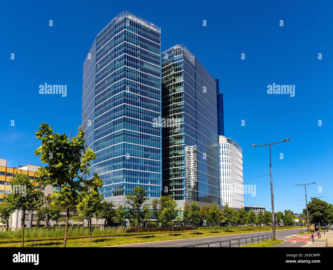 Warsaw, Poland - July 3: Warsaw Hub towers office complex by Ghelamco ...