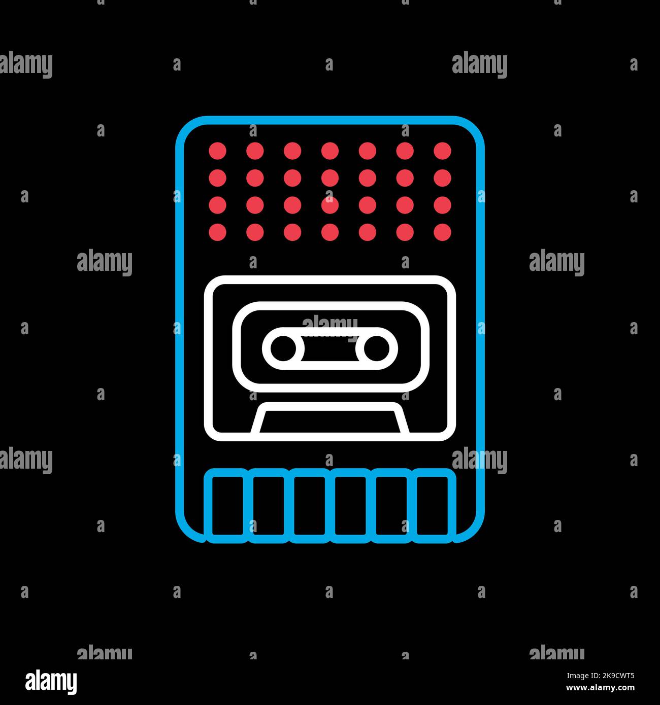 Vintage audio tape recorder vector on black background icon. Graph ...