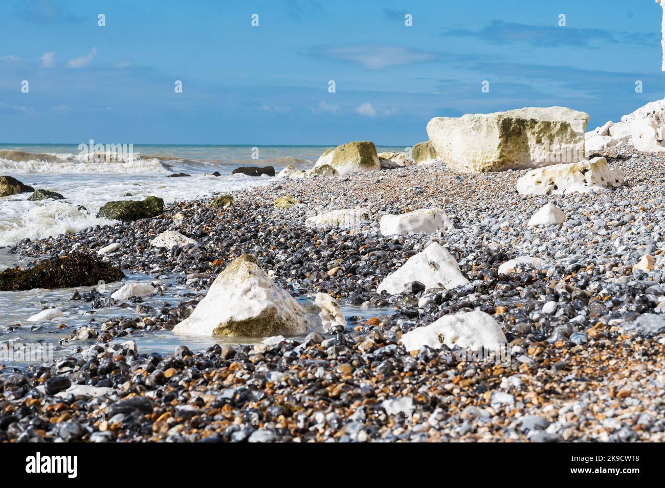 Views at Hope Gap beach near Cuckmere Haven located between Seaford and Eastbourne in East ...