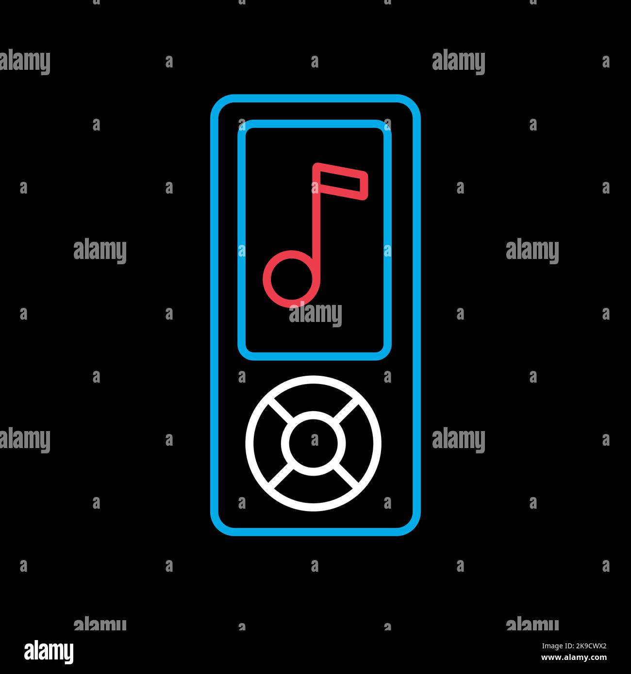 Mp3 player vector on black background icon. Music sign. Graph symbol ...