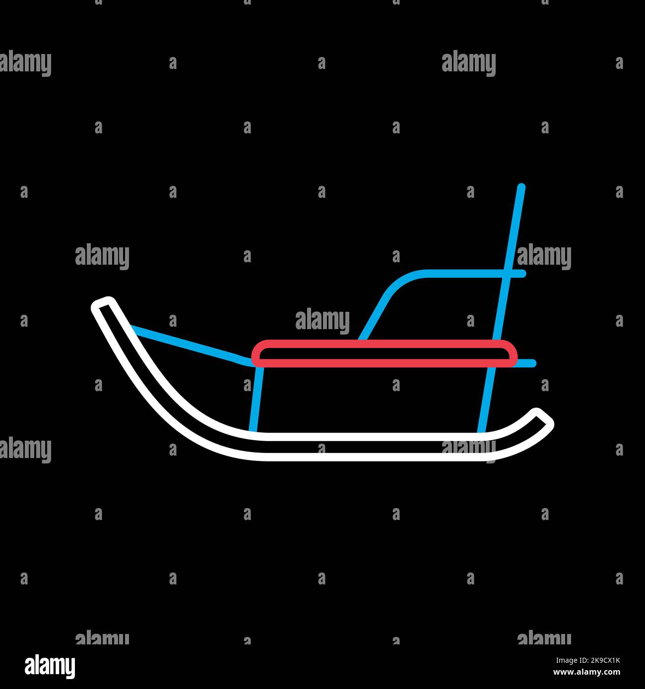 Winter sled vector isolated on black background icon. Winter sign ...