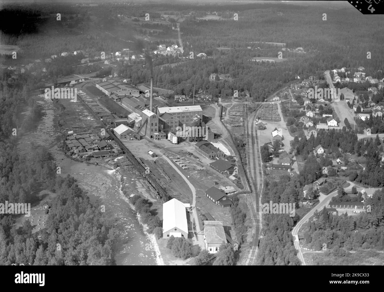 Aerial photo over the station and community Hyltebruk Stock Photo - Alamy