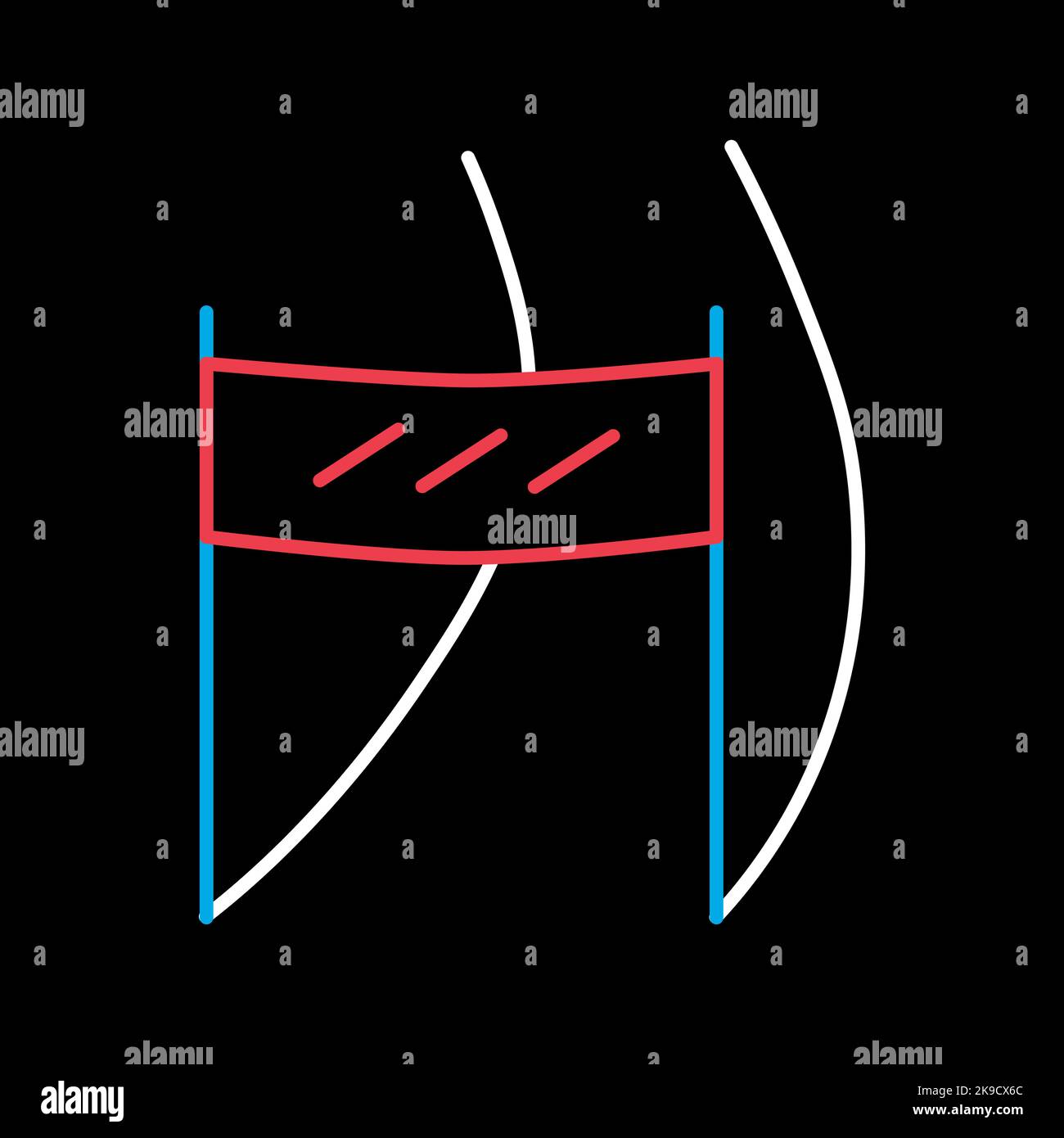 Finish line of ski slope vector isolated on black background icon ...