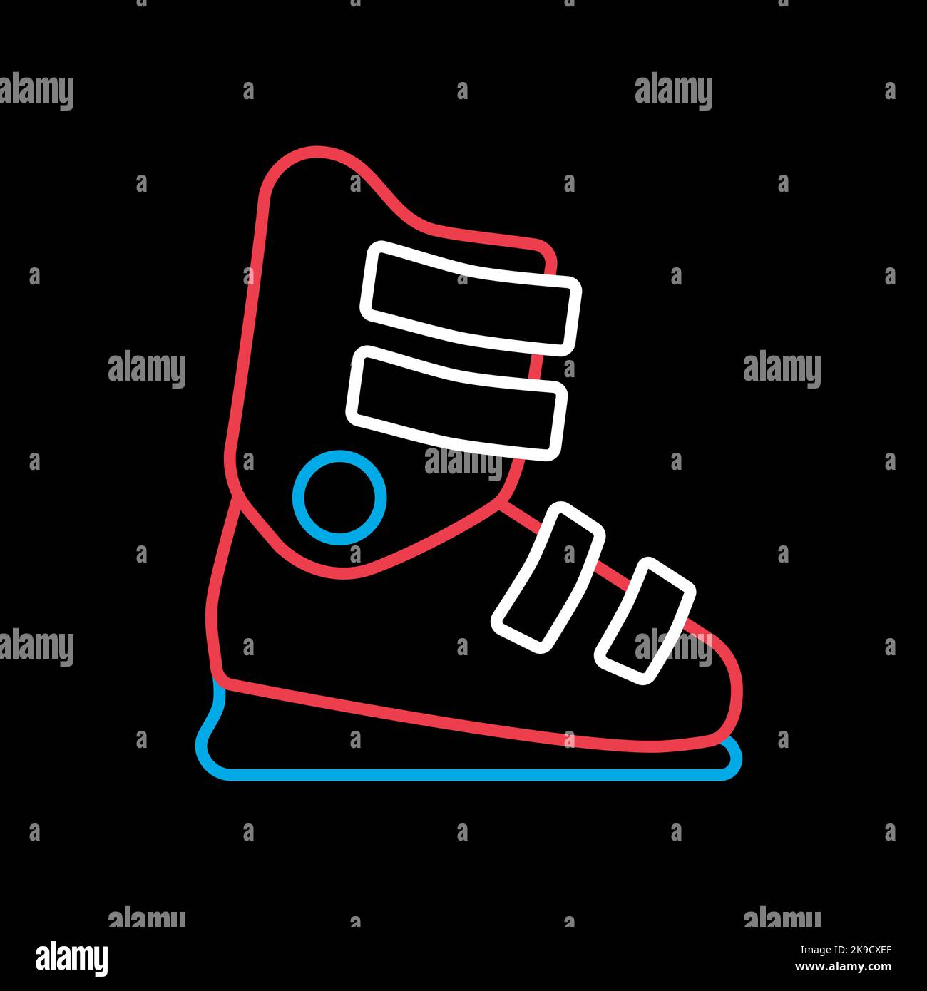 Ski boots vector isolated on black background icon. Winter sign. Graph ...