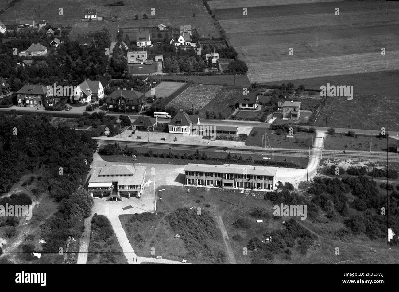 Aerial photo over Strandbaden station Stock Photo - Alamy