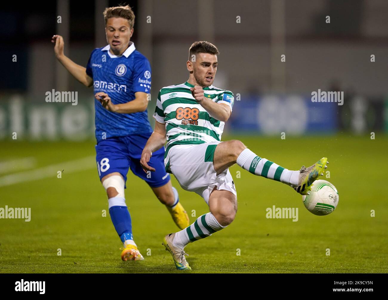 Shamrock Rovers' Dylan Watts (right) and Gent's Matisse Samoise in ...