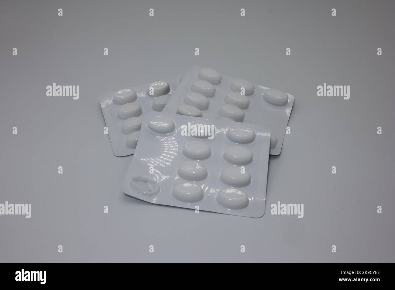 Half or partially empty pharmaceutical blister packs with medicaments ...