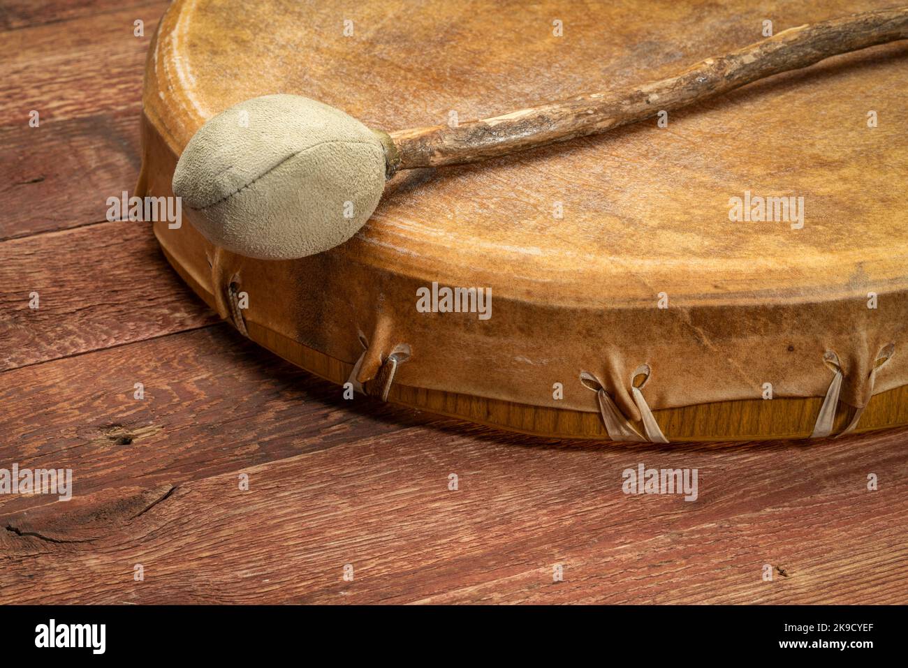 handmade, native American style, shaman frame drum covered by goat skin ...