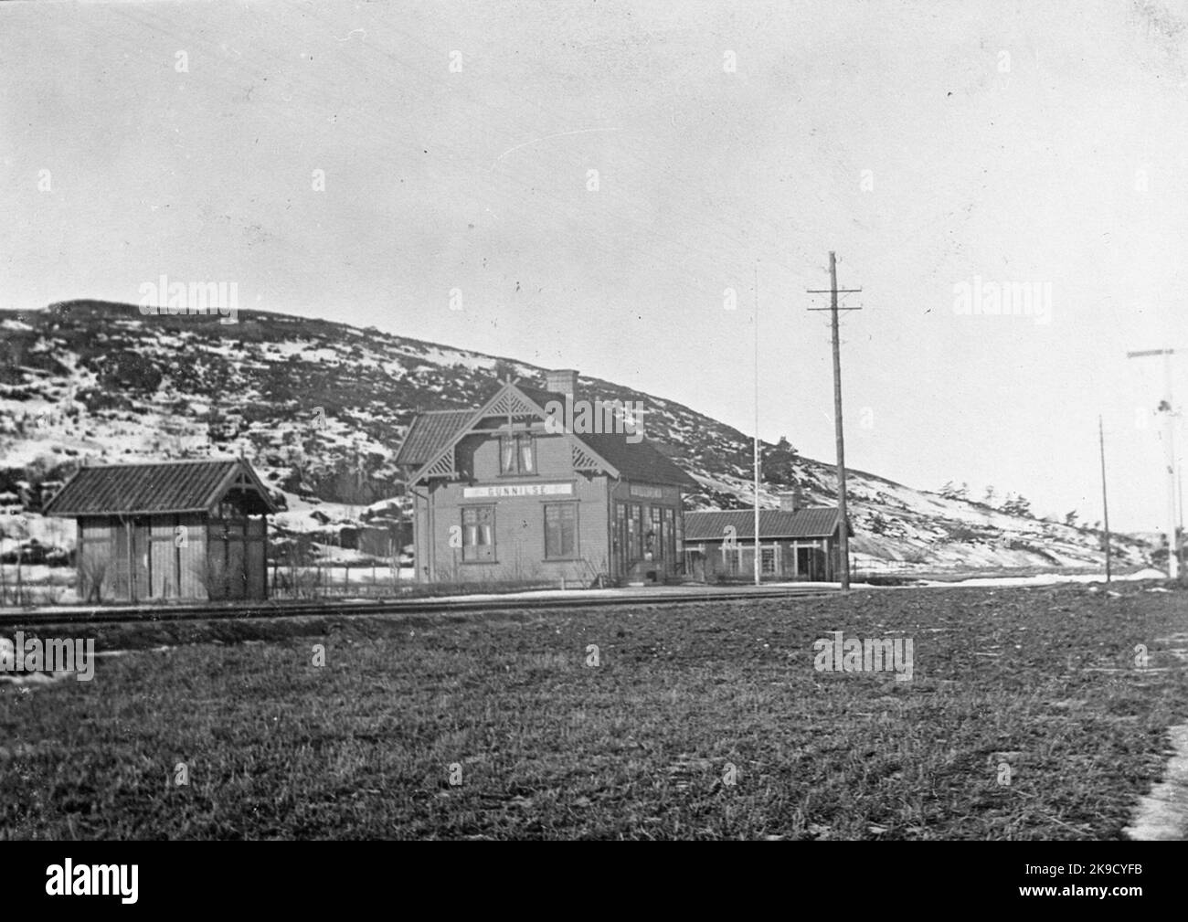 One and a half -storey station house in wood with two smaller gables ...