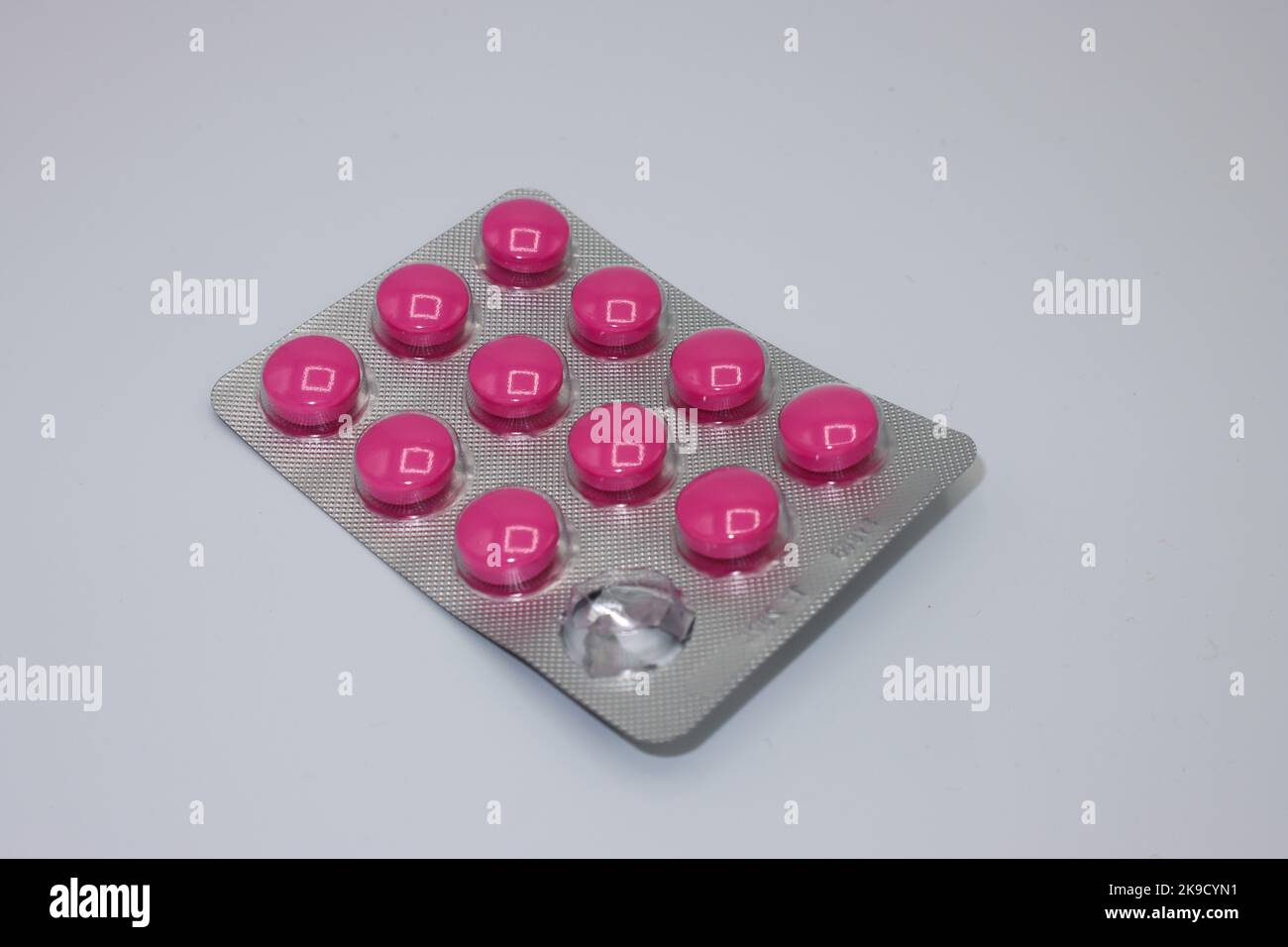 Half or partially empty pharmaceutical blister pack with medicaments on ...