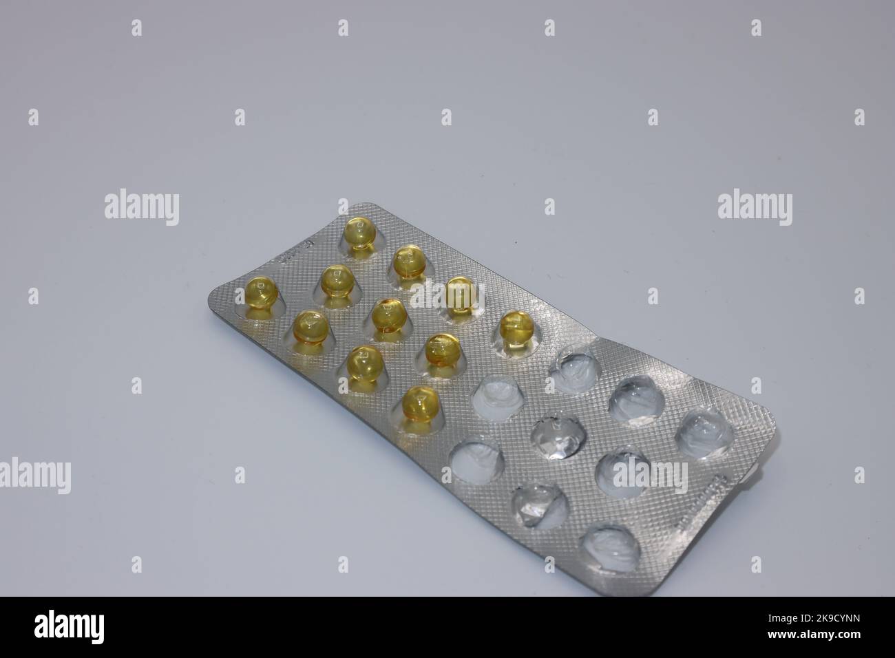 Half or partially empty pharmaceutical blister pack with medicaments on ...