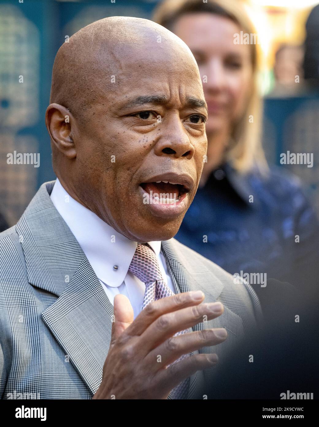 New York, USA. 27th Oct, 2022. New York City Mayor Eric Adams speaks ...