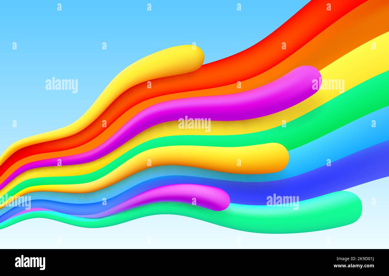 Rainbow wave in the sky, art banner. Vector illustration Stock Vector ...