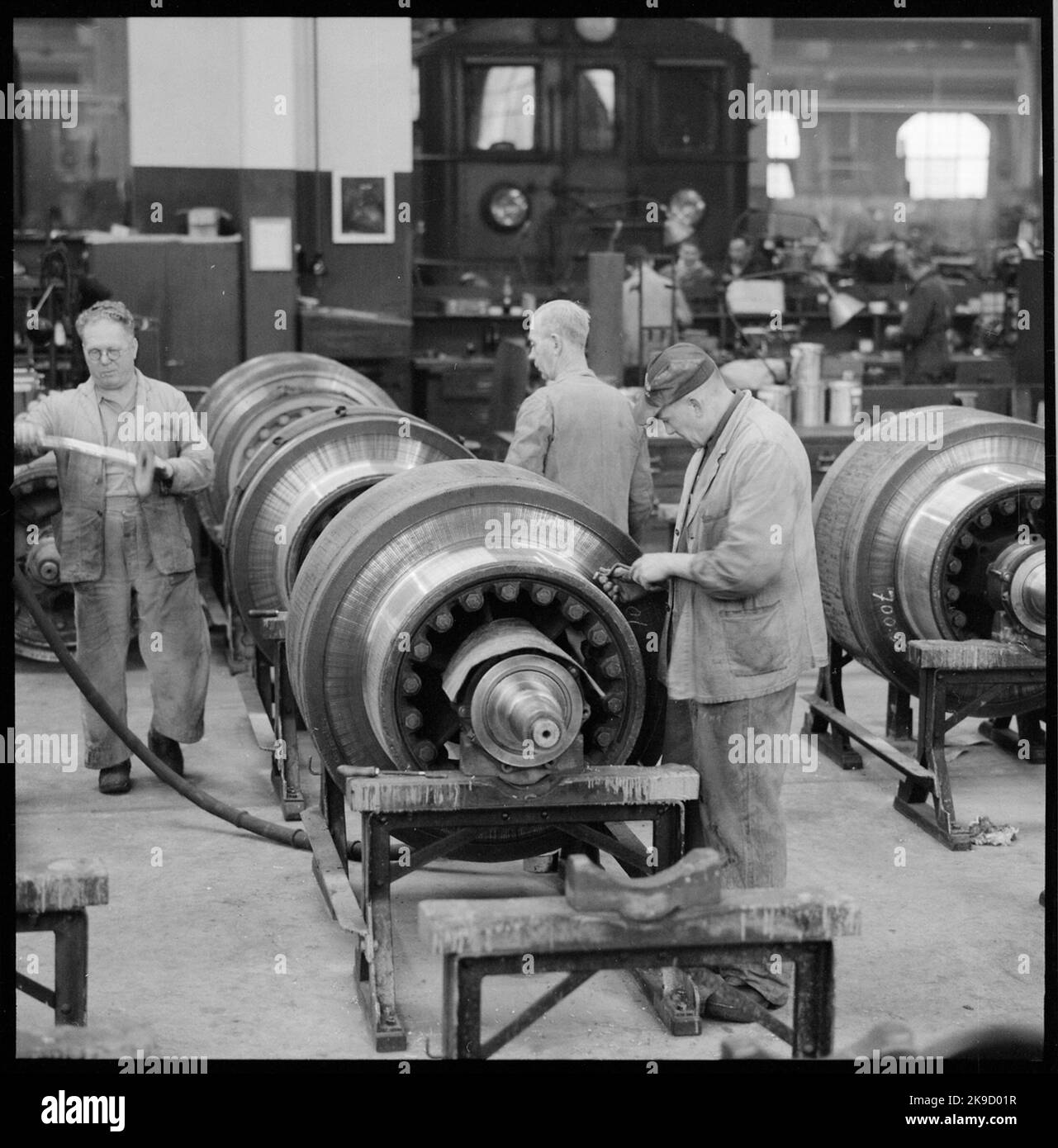 Revision of electric motors for locomotives Stock Photo - Alamy