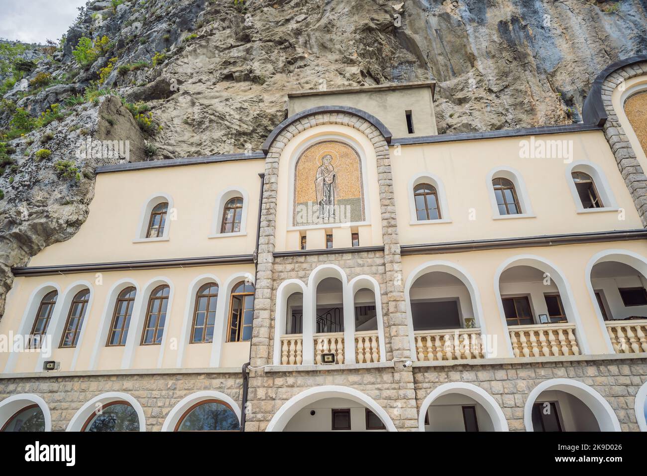 Monastery of Ostrog, Serbian Orthodox Church situated against a ...