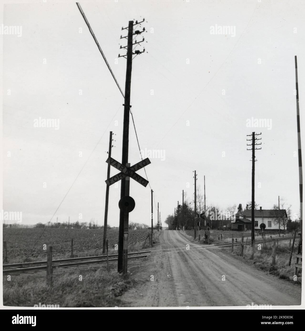 Railway crossing at Görslövsvägen in Nordanå, on the route between ...
