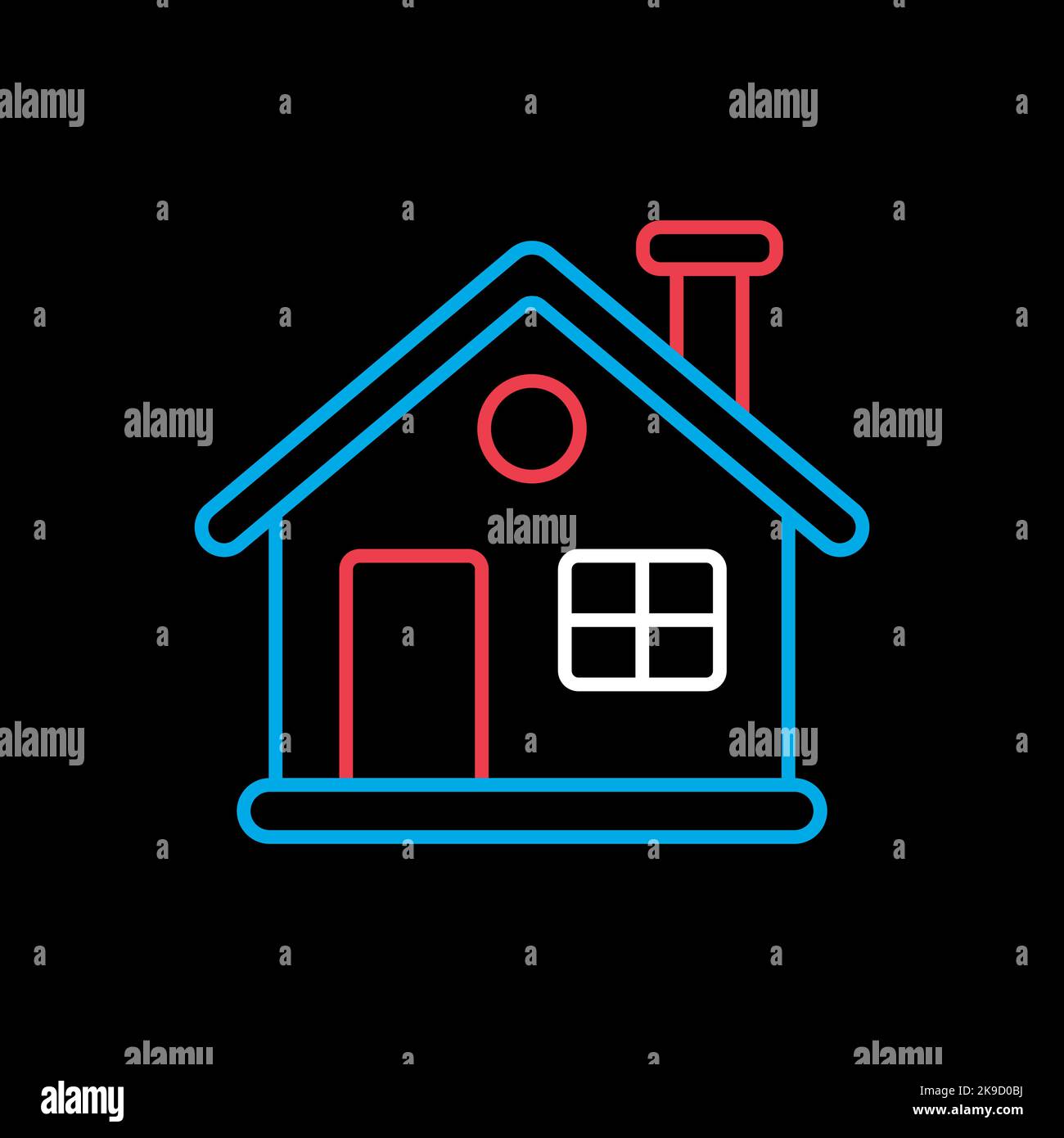 Detailed winter house vector isolated on black background icon. Winter ...