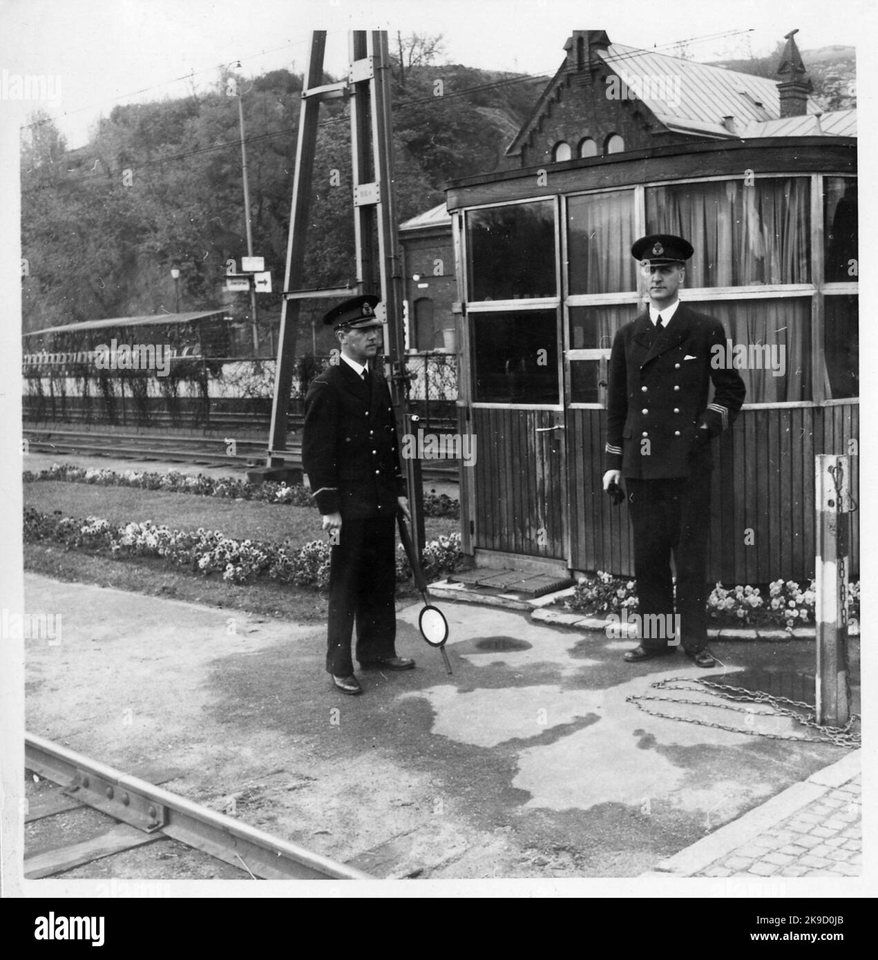 The train clearer and station inspector Carlsson in front of the ...