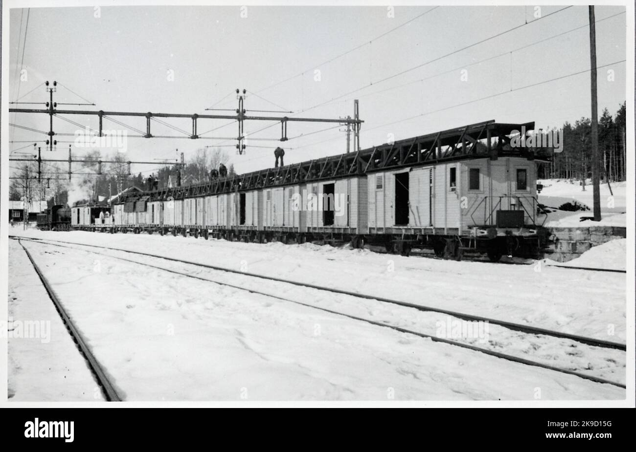 Wiring assembly of line for electrification. Mounting train Stock Photo ...