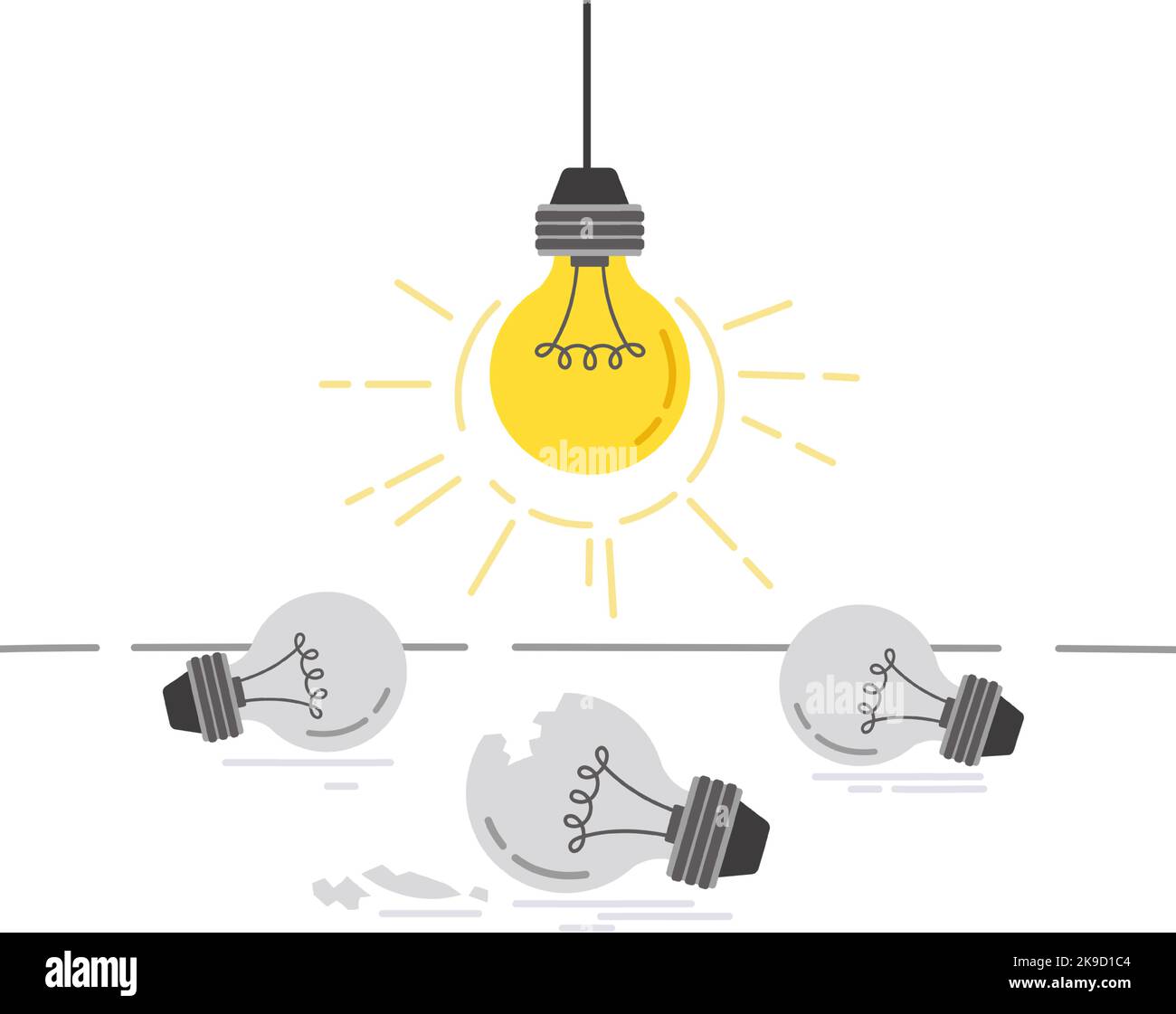 Burning light bulb. New bright idea concept, bulbs replacement and ...
