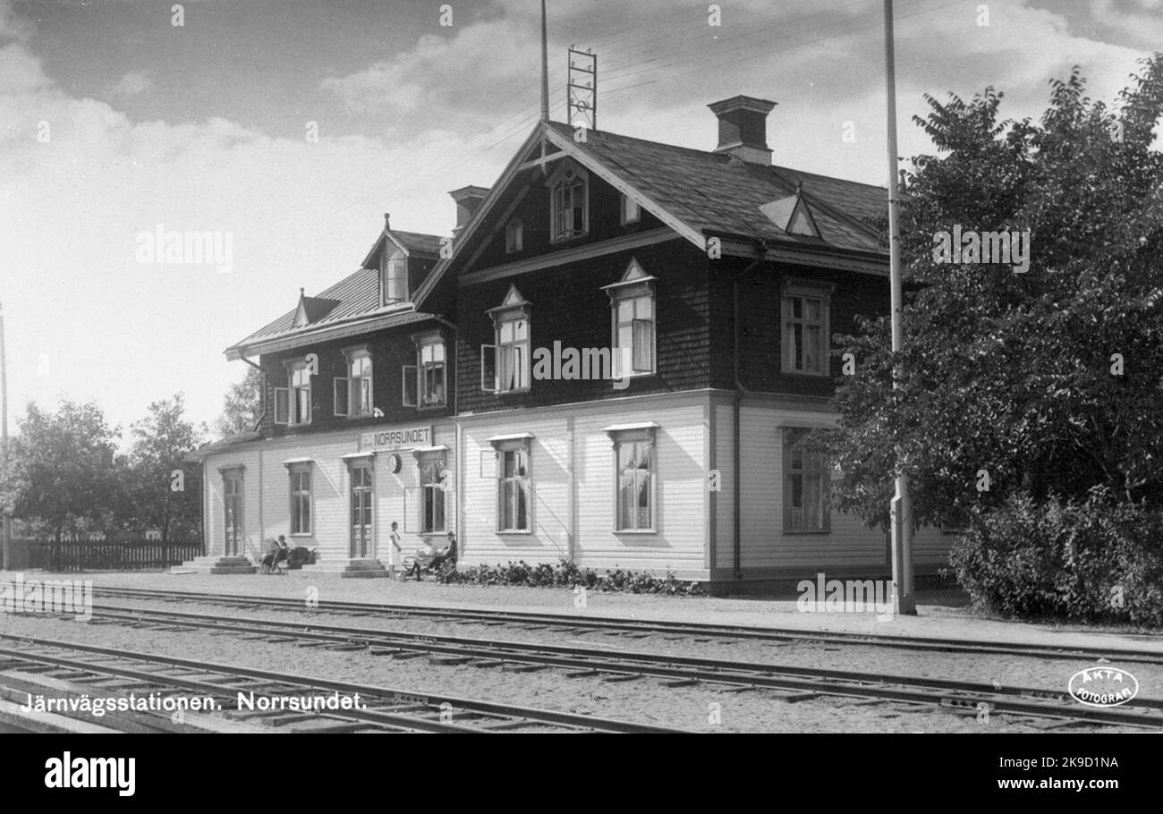 The railway station in Norrsundet Stock Photo - Alamy