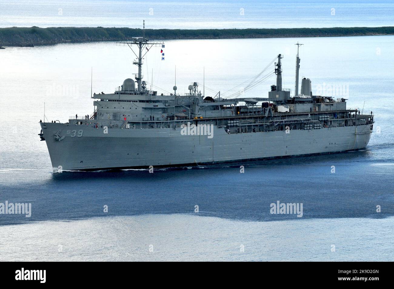 The submarine tender USS Emory S. Land (AS 39) U.S. Navy Stock Photo ...
