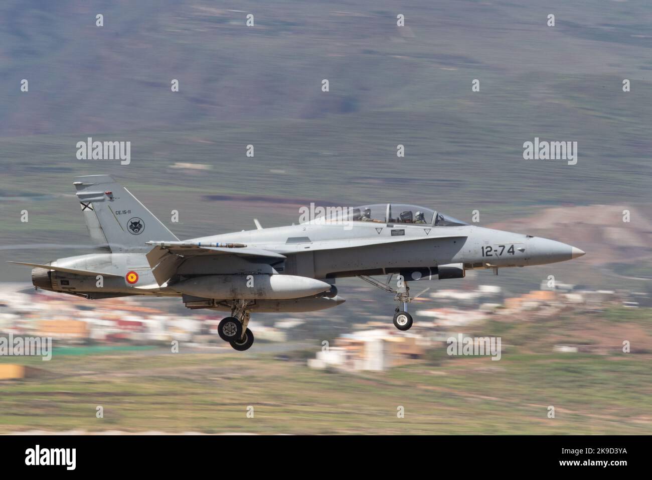 Spanish Air Force 2 seater Hornet landing at Gando Air Base during the ...