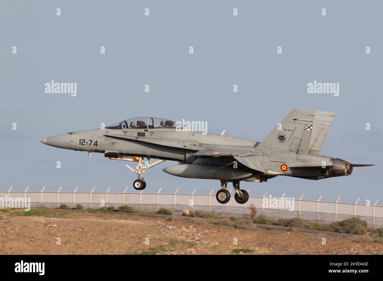 Spanish Air Force 2 seater Hornet landing at Gando Air Base during the ...