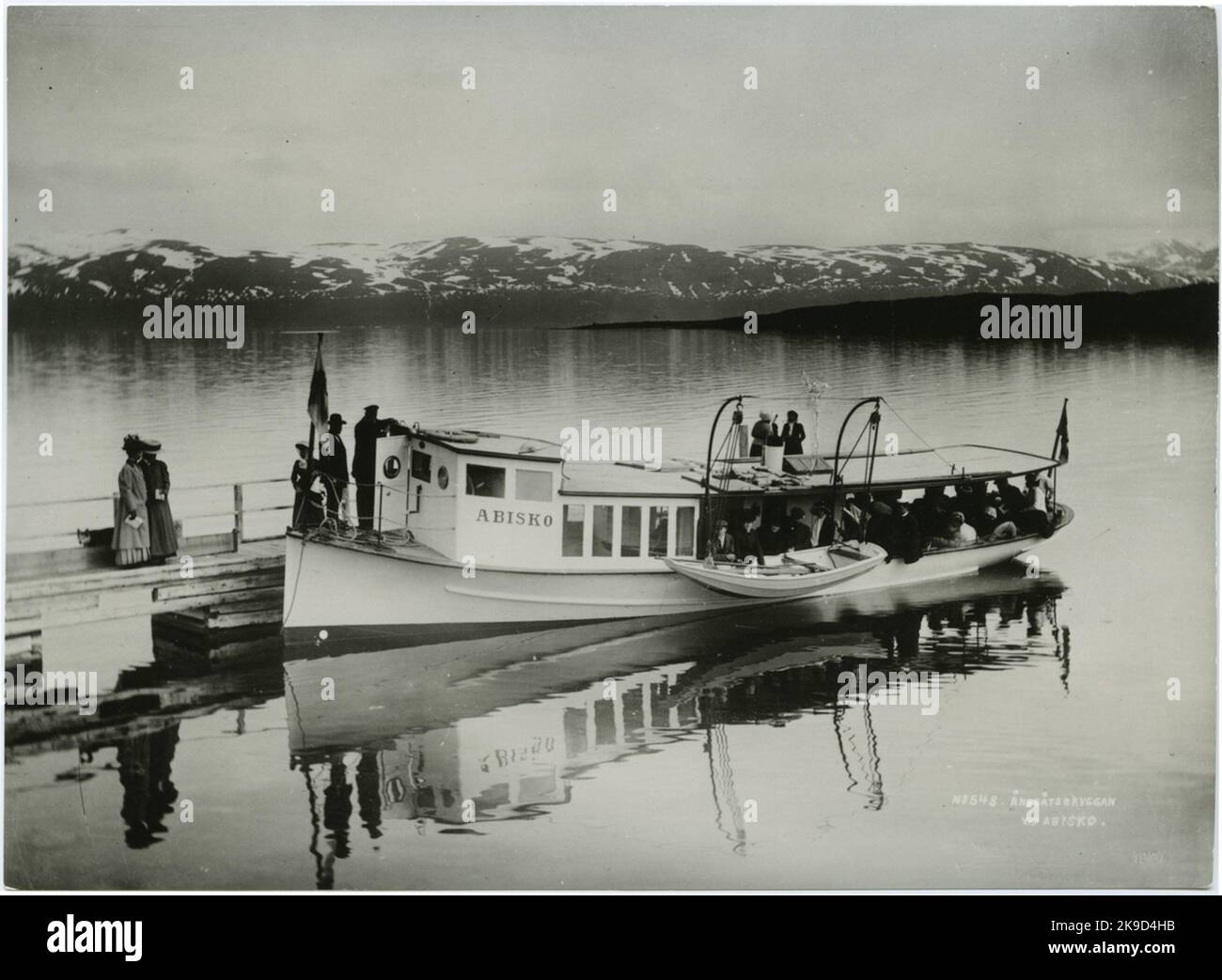 The steamboat bridge at Abisko with the boat "Abisko". Torneträsk ...
