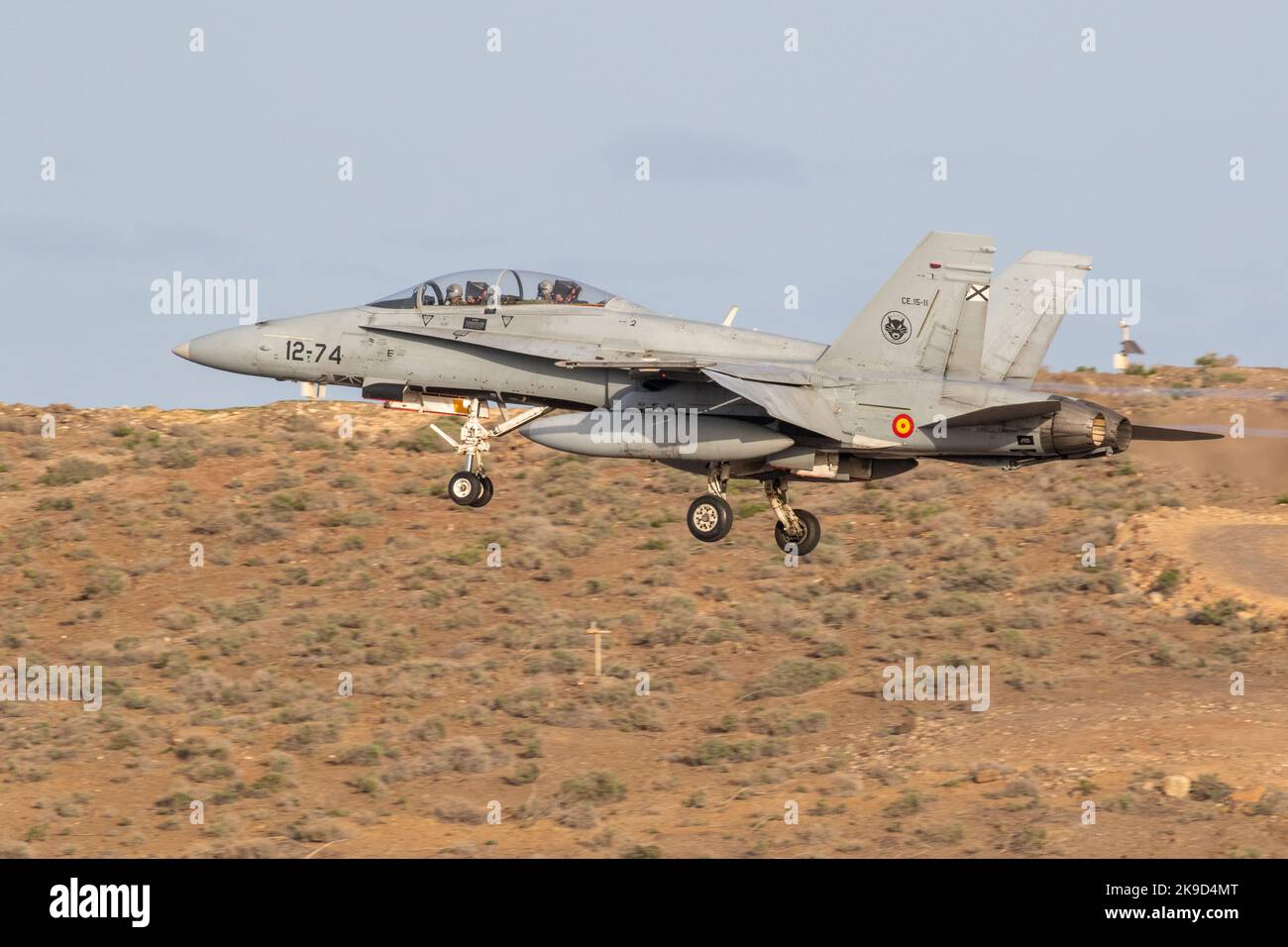 Spanish Air Force 2 seater Hornet landing at Gando Air Base during the ...