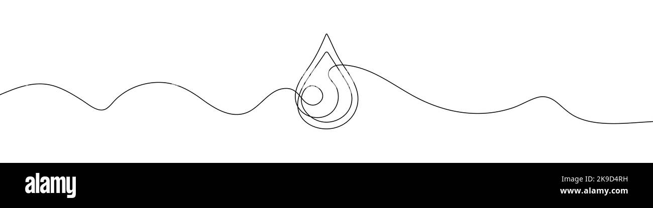 Continuous line drawing of drop. Water drop line icon. One line drawing ...