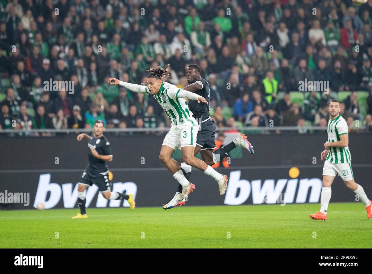 Budapest, Hungary. 2nd Oct, 2022. Samy Mmaee (3) of Ferencvaros seen ...