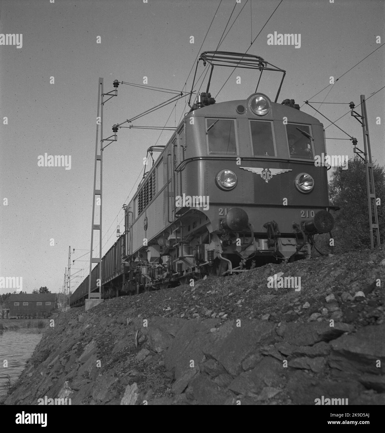 BJ DS 210 with freight trains.BJ, Bergslagerna's railways Stock Photo - Alamy