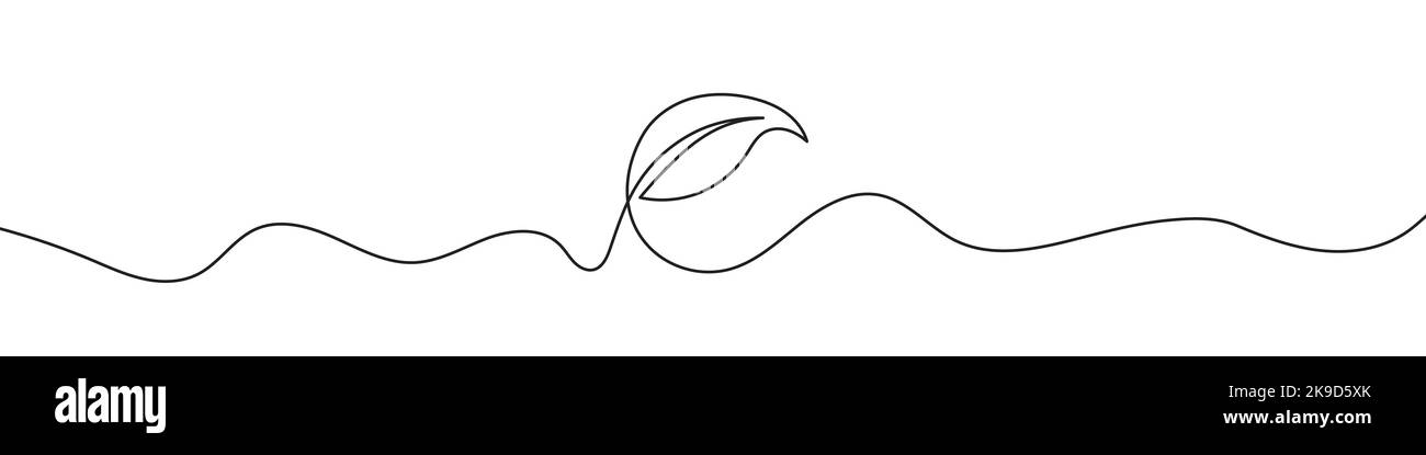 Continuous line drawing of leaf. Leaf one line background. One line ...