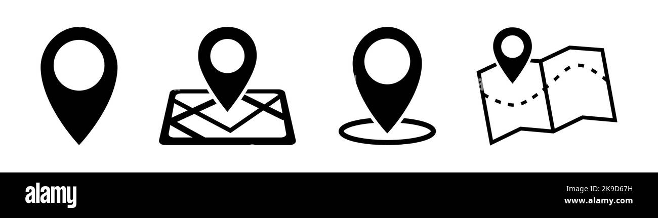 Location icon set in flat. Navigation map markers Stock Vector Image ...