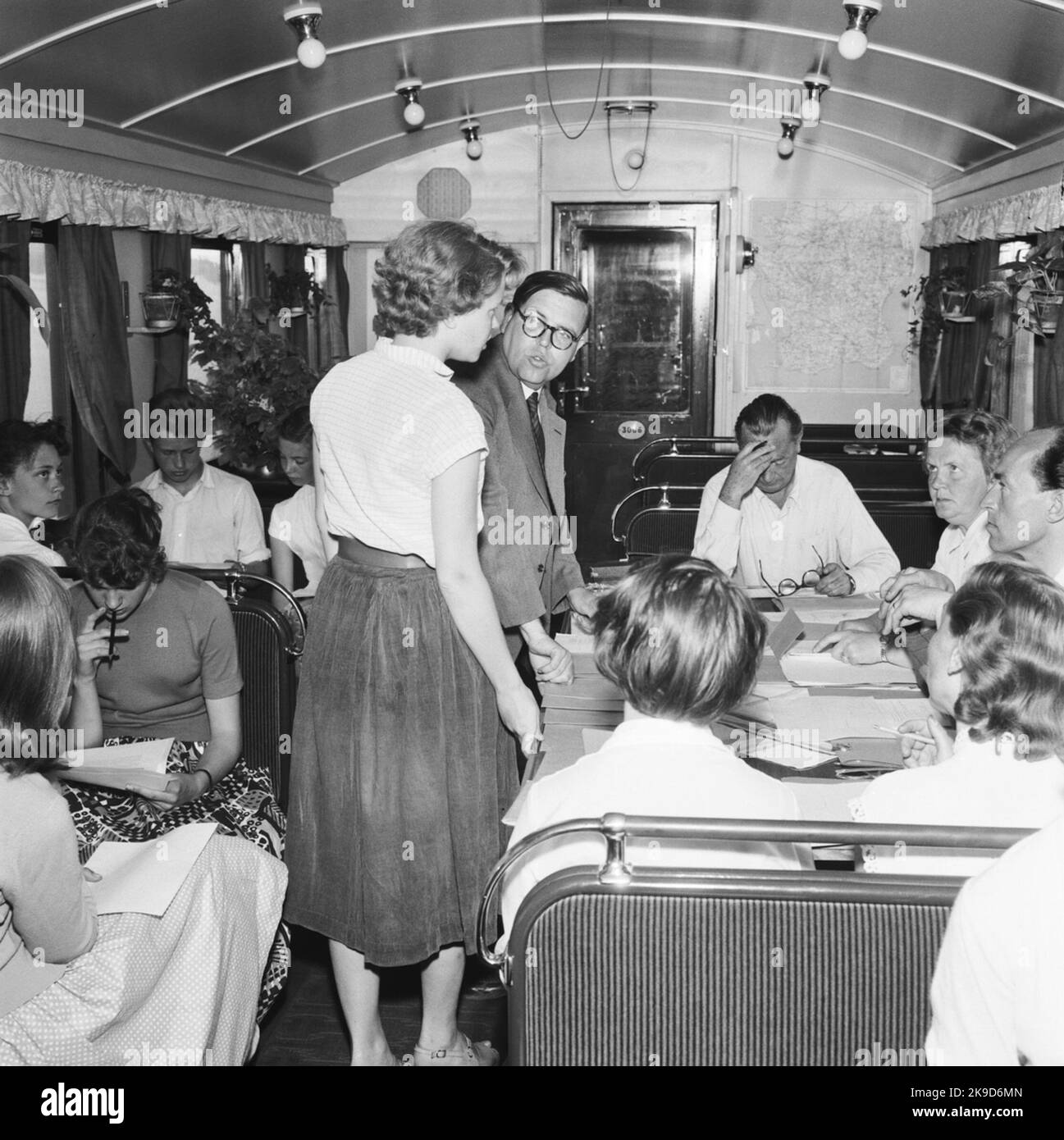 State Railways, SJ Train Home. School teaching in the companion car ...